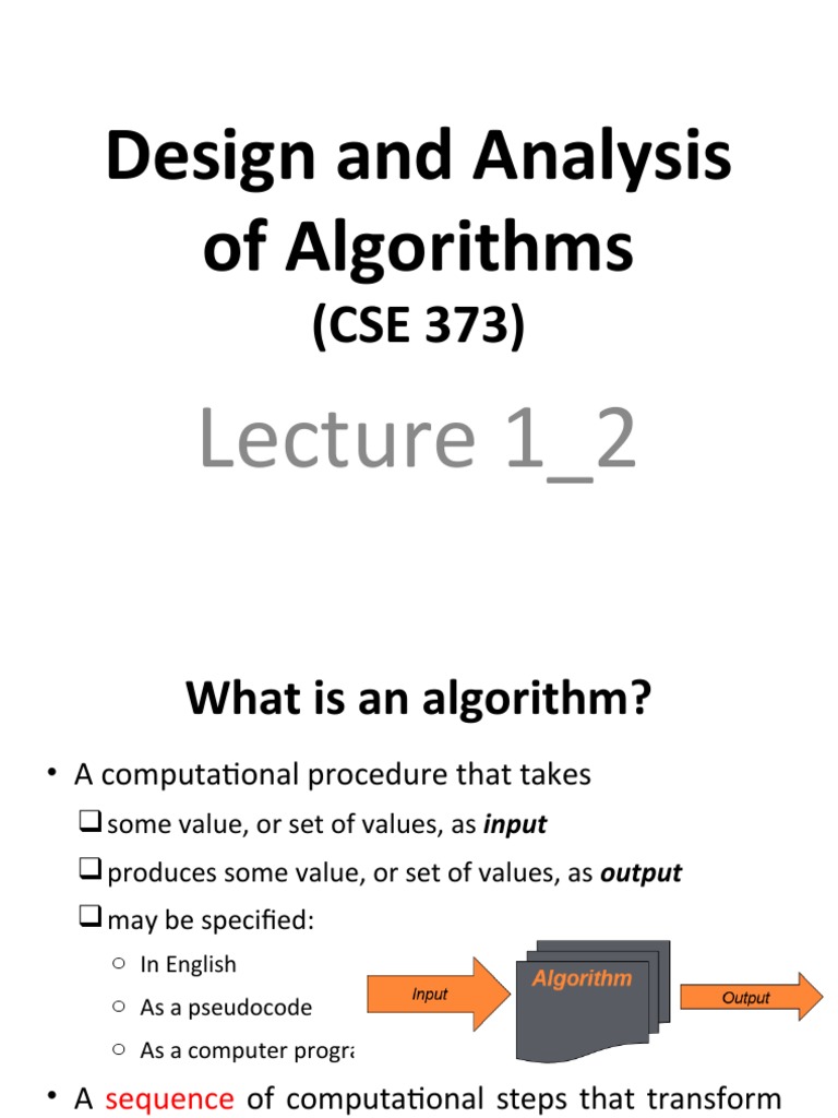 Design And Analysis Of Algorithms Lecture 1 2 Pdf Time Complexity Algorithms 7140