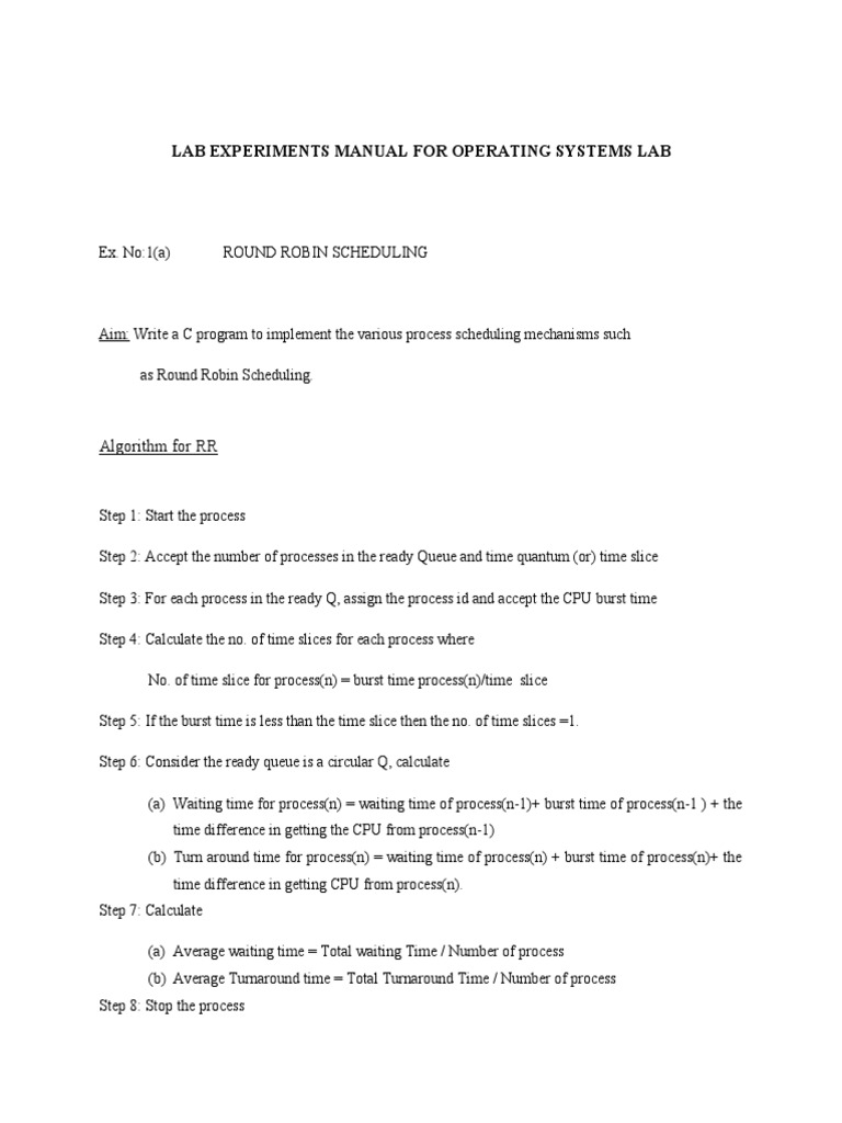 10.lab Experiments Manual | PDF | Scheduling (Computing) | Operating ...