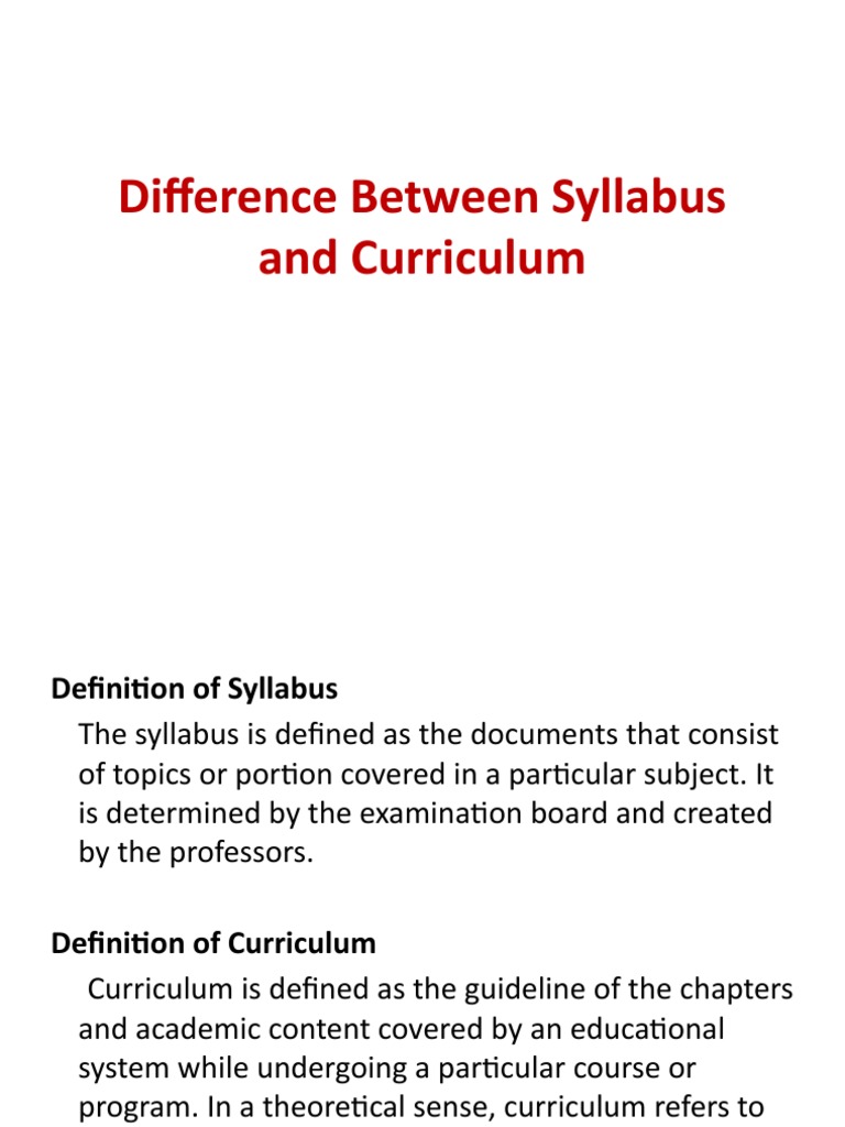 Chapter 2 - Difference Between Syllabus Vs Curriculum (CT) | PDF ...