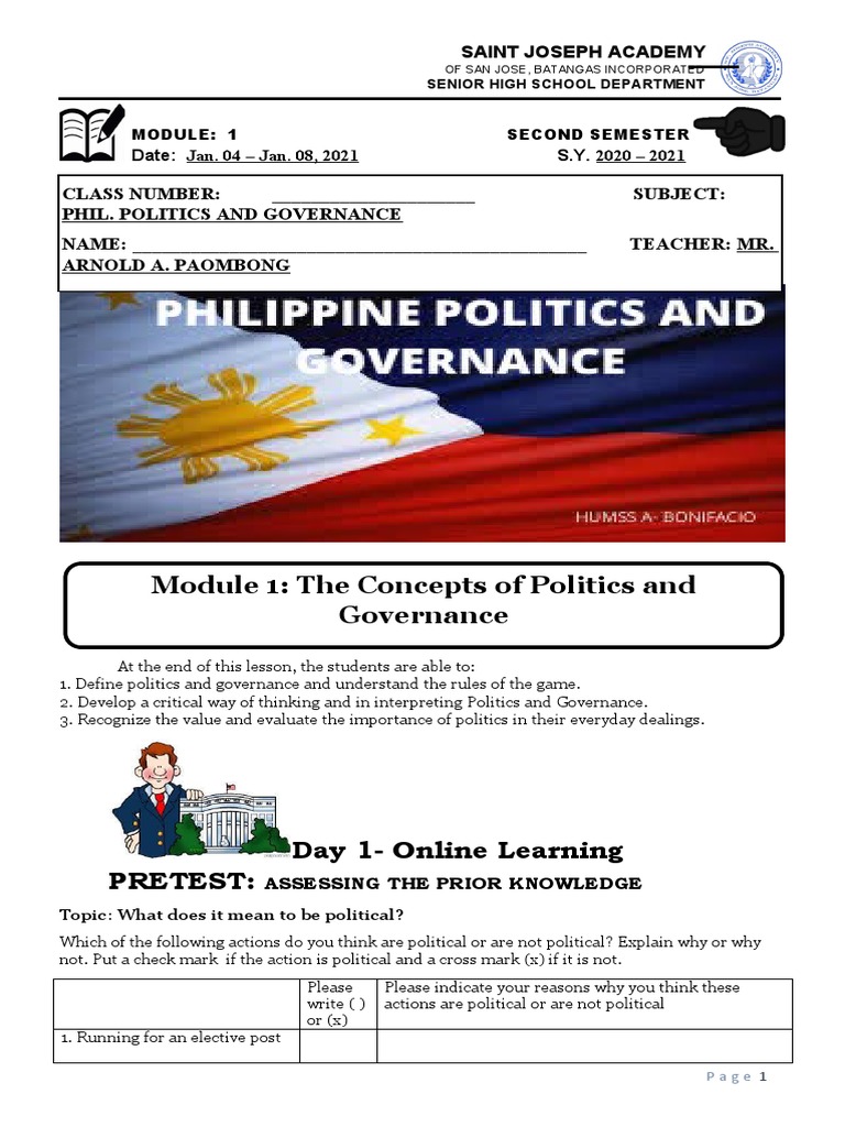 PPG - Module 1 - 2ND Sem - Grade 11 - Humss Bonifacioagoncillo - Mrs. Cuenca - Mr. Paombong ...
