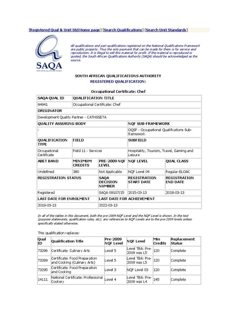 Occupational Certificate: Chef - An in-depth look at the requirements and content of the ...