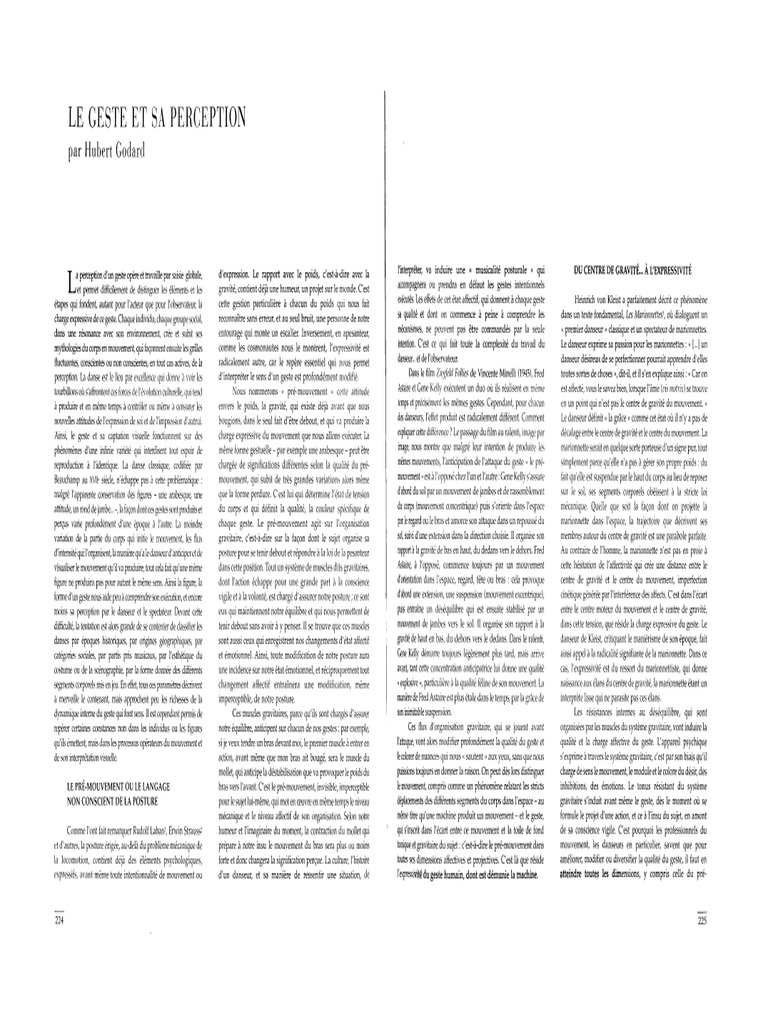 Godard Le Geste Et Sa Perception | PDF