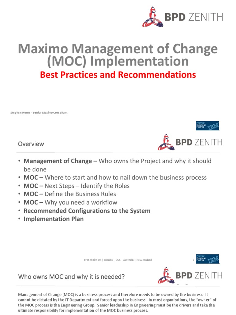 Maximo Management of Change (MOC) Implementation: Best Practices and ...