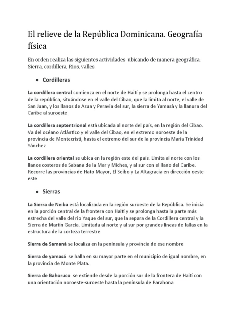 El Relieve de La República Dominicana, Sociales | PDF | República ...