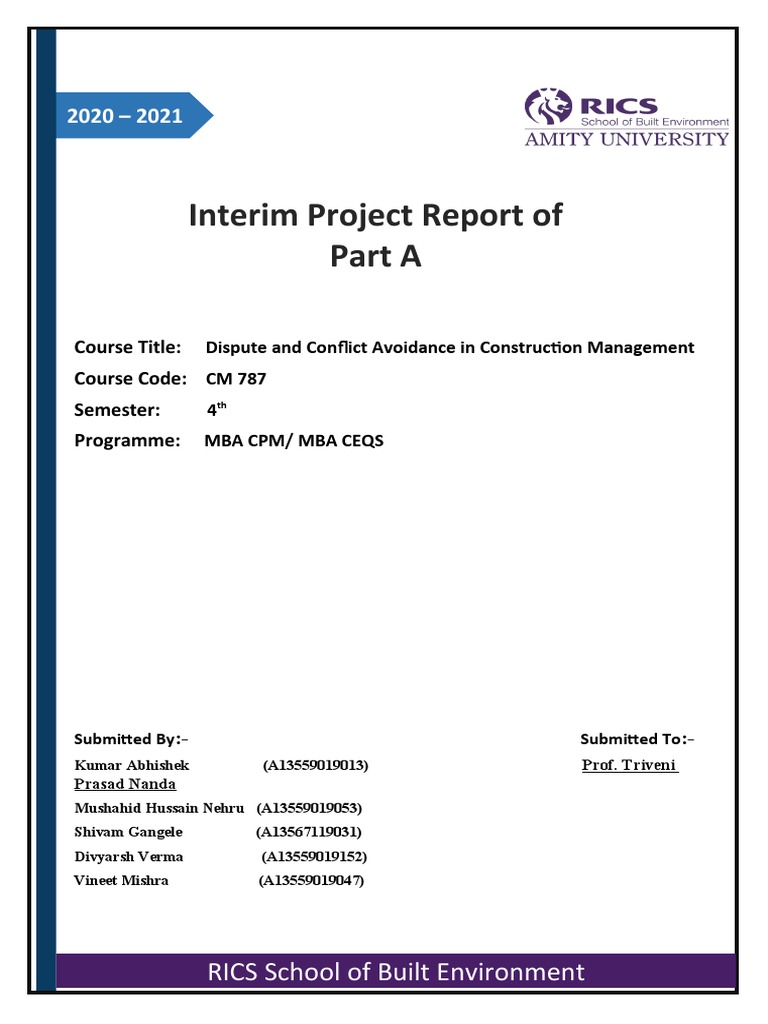 Interim Project Report of Part A: RICS School of Built Environment ...