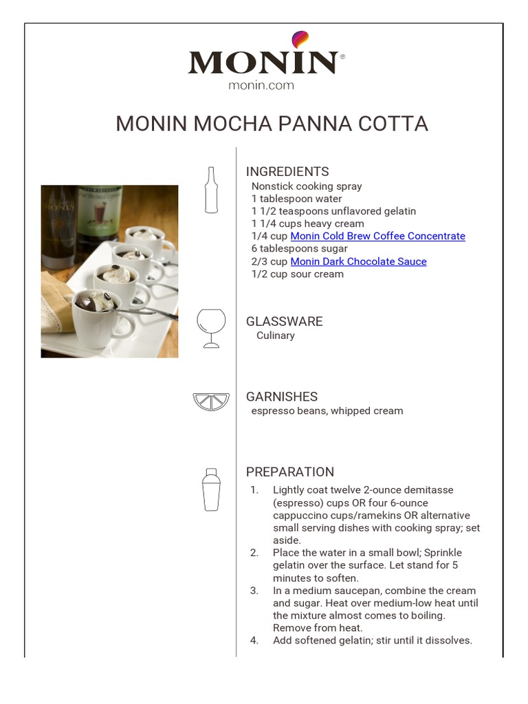Monin Recipe Mocha Panna Cotta Us | PDF