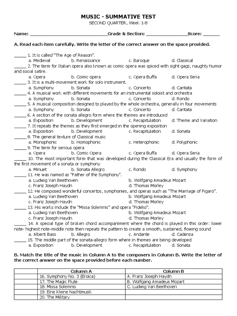 Music - Summative Test | PDF | Drugs | Stimulant