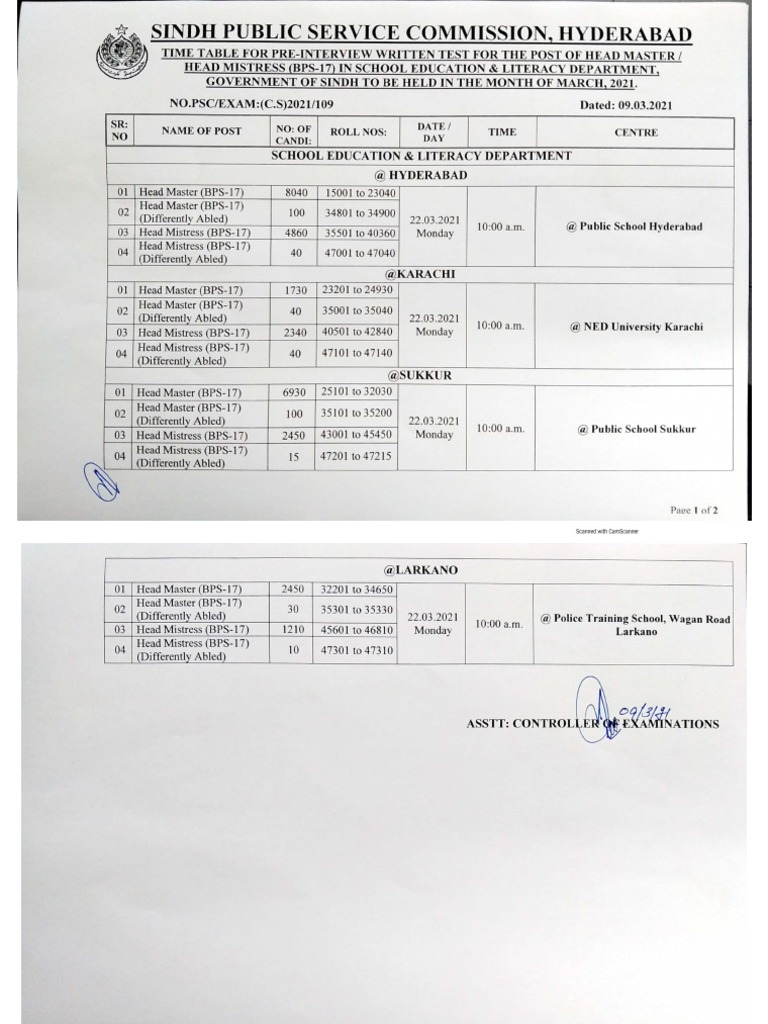 Time Table HM | PDF
