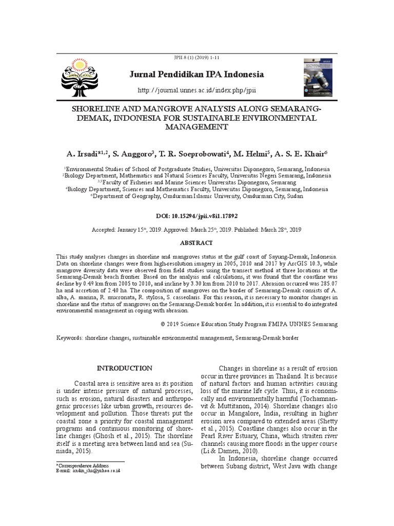 Jurnal Pendidikan IPA Indonesia | PDF | Coast | Mangrove