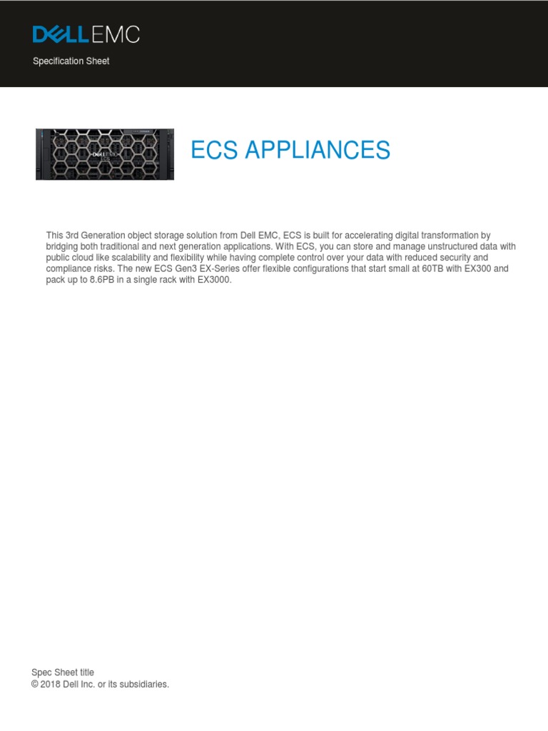 Dell EMC ECS Spec Sheet | PDF | Hard Disk Drive | Server (Computing)