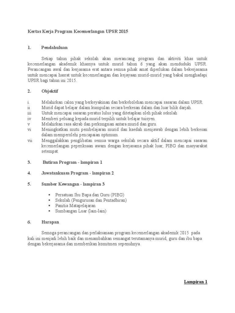 Kertas Kerja Kecemerlangan | PDF