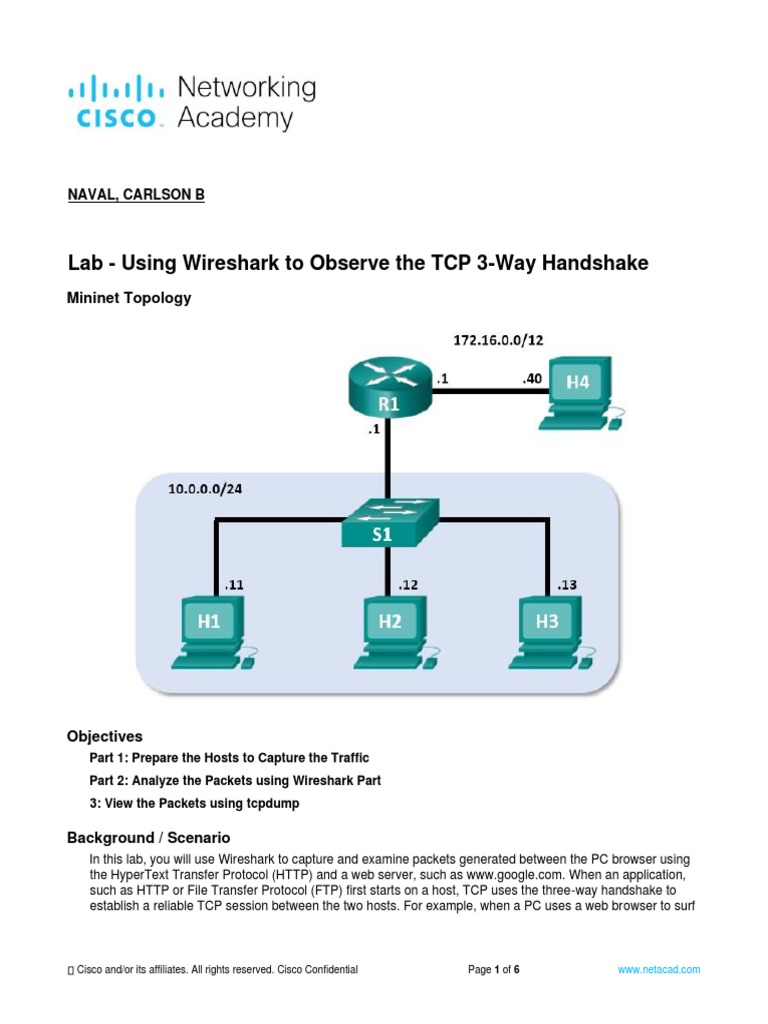 4.5.2.4 Lab - Using Wireshark To Observe The TCP 3-Way Handshake-NAVAL | PDF | Transmission ...
