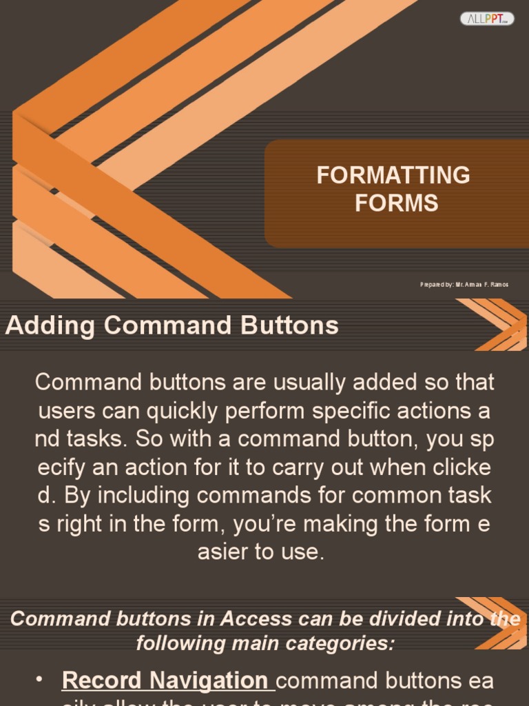 Formatting Forms: Prepared By: Mr. Arman F. Ramos | PDF | Graphical ...