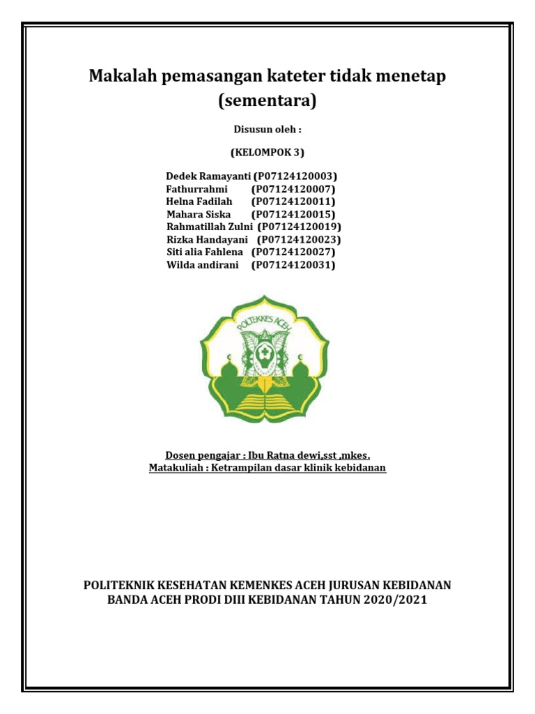 Makalah Pemasangan Kateter Tidak Menetap | PDF