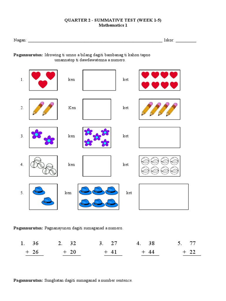 Summative Tests Math Mam Son | PDF