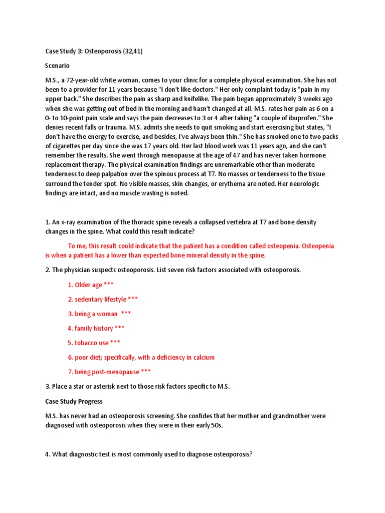 Case Study Progress Pdf Osteoporosis Bone