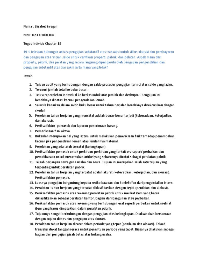 Audit 2 Chapter 19 | PDF