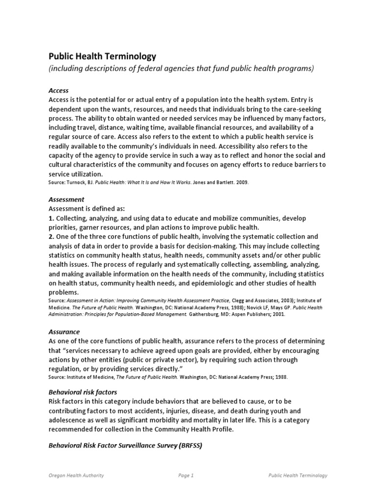 Public Health Terminology Overview | PDF | Public Health | Preventive ...
