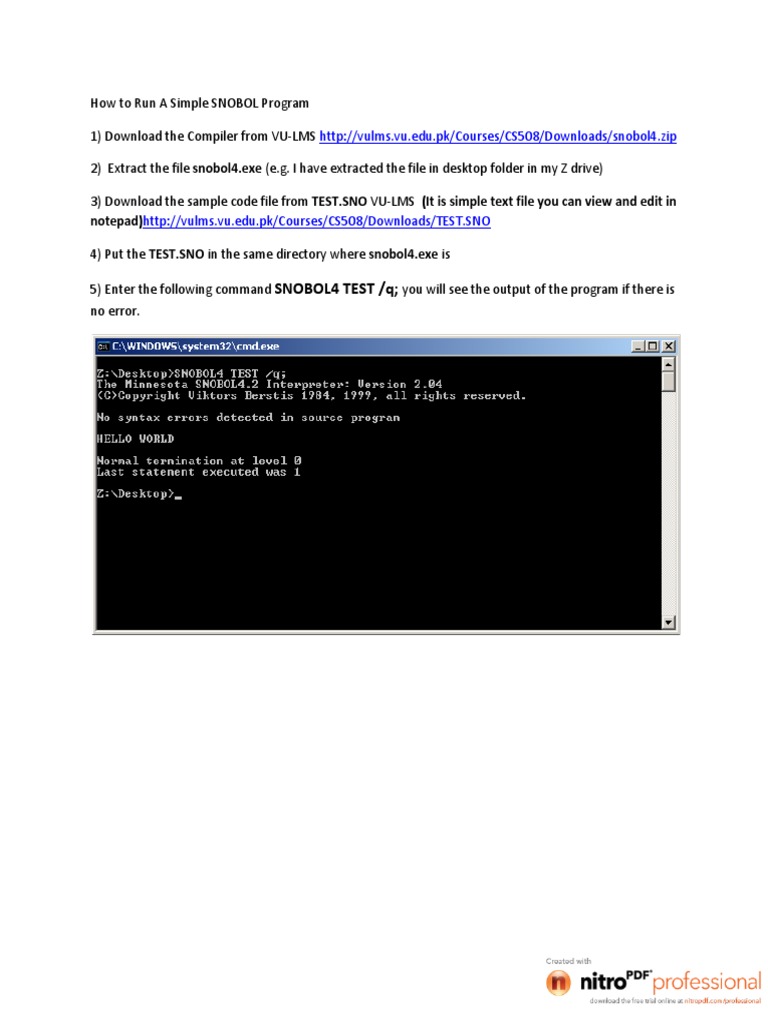 How To Run A Simple SNOBOL Program | PDF | Art | Computers