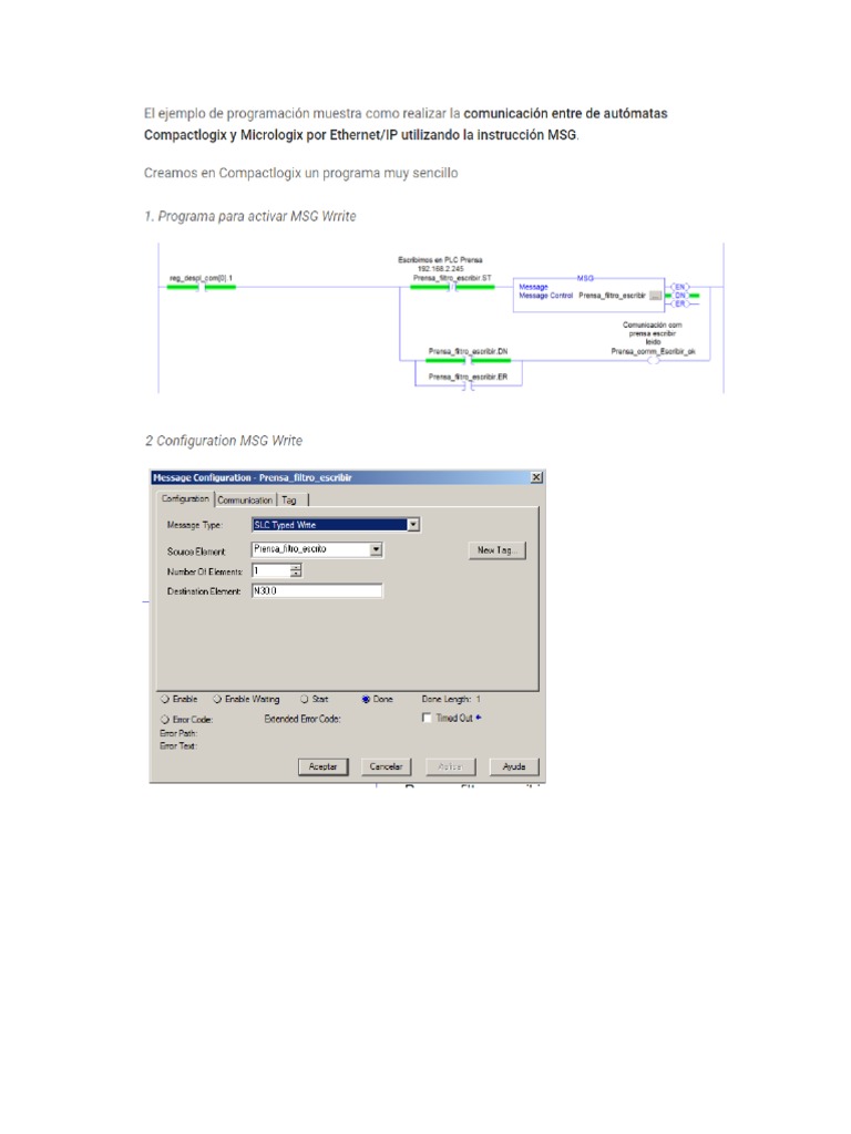 Allen Bradley - Controllogix - Comunicación Ethernet - IP Entre Compactlogix y Micrologix | PDF