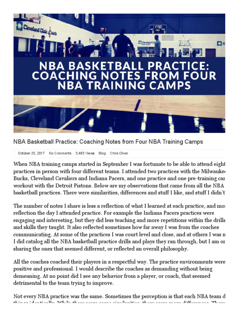 NBA Basketball Practice Coaching Notes From Four NBA Training Camps ...