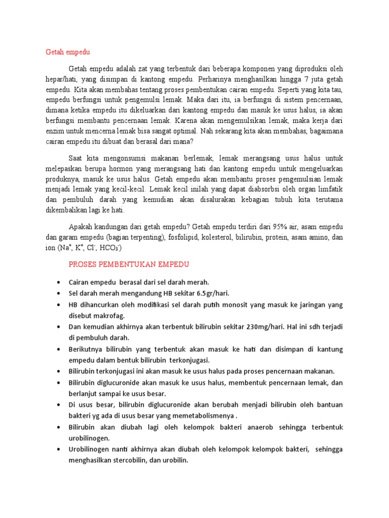 Proses Pembentukan Getah Empedu | PDF | Kesehatan Holistik