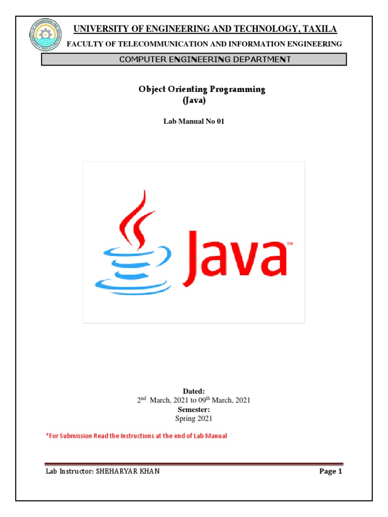 Java Programming Lab Manual | PDF | Java (Programming Language) | Software Engineering