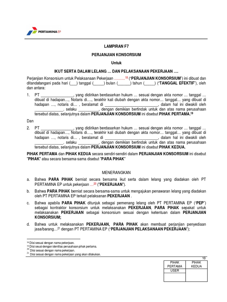 Lampiran f7 Perjanjian Konsorsium. Untuk | PDF