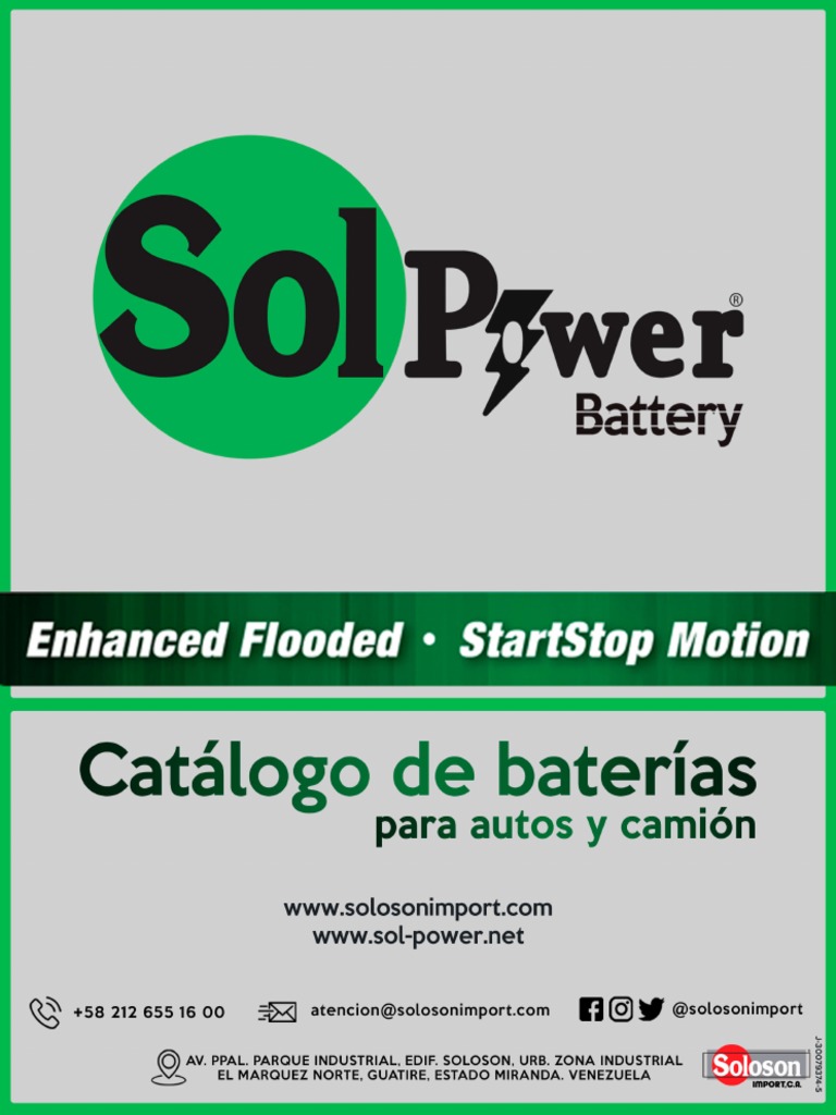 Catalogo-Solpower-Battery Vehiculos | PDF