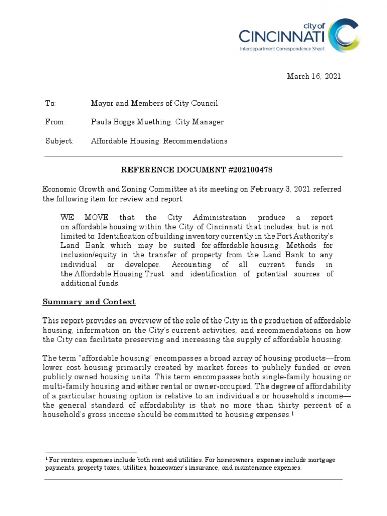 March 2021 - City Housing Report | PDF | Affordable Housing | Subsidy
