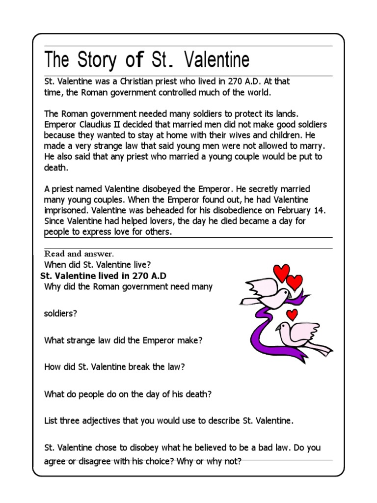 Valentine Reading Exercise 2 | PDF | Travel | History