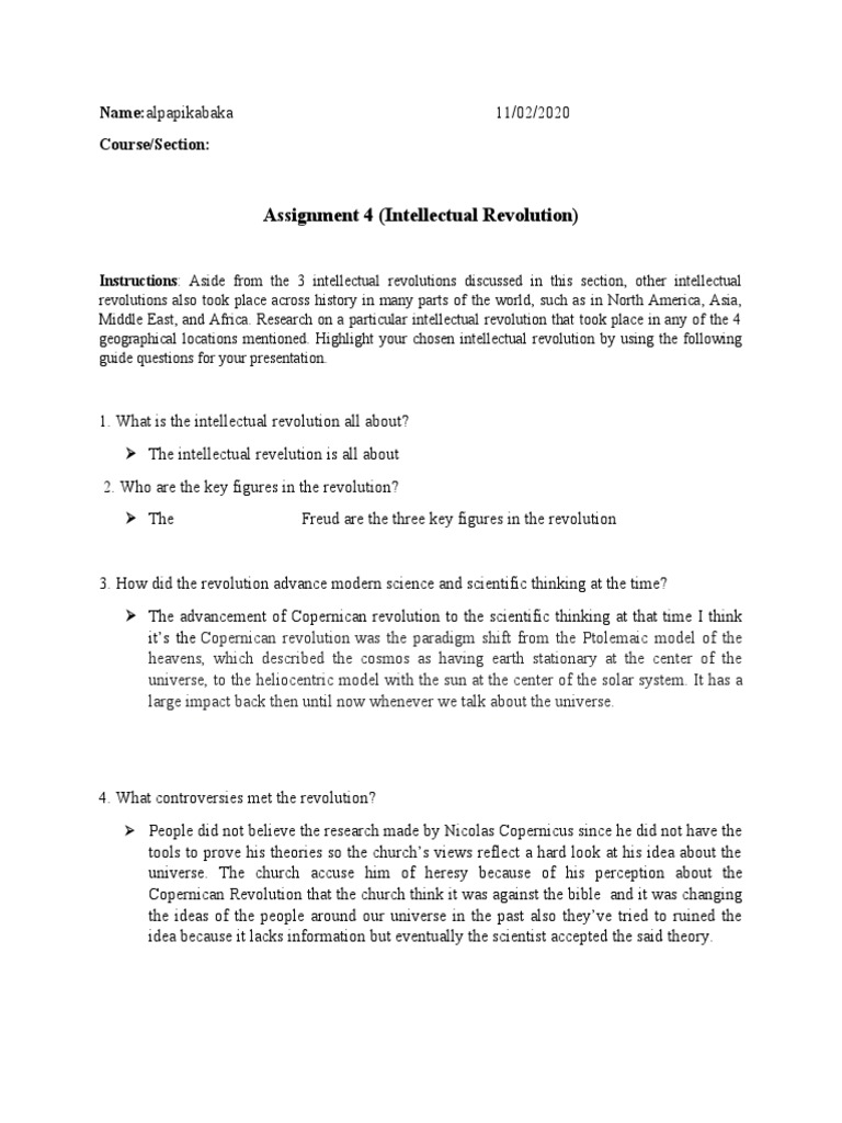 Assignment 4 - Intellectual Revolution | PDF