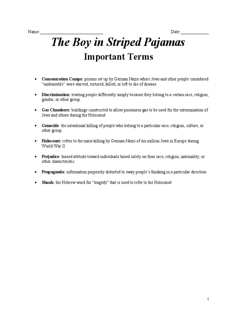 The Boy in Striped Pajamas WS | PDF | The Holocaust | Genocides