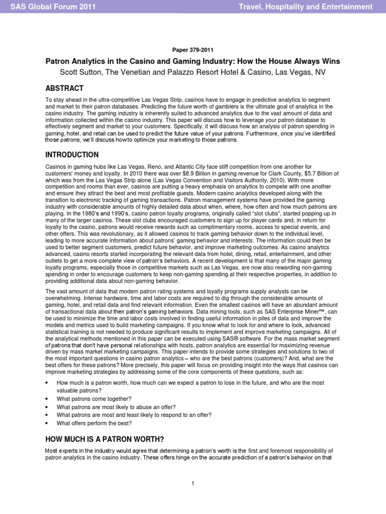 Patron Disputes Las Vegas | PDF | Analytics | Prediction
