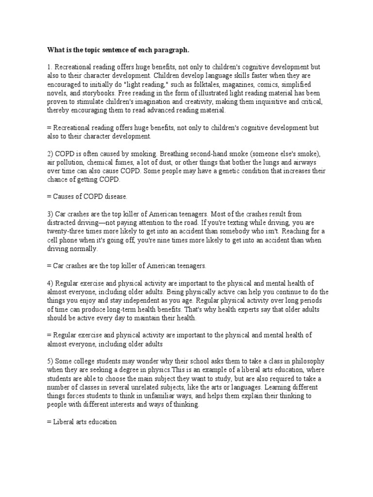 Identifying topic and supporting sentences | PDF | Chronic Obstructive ...