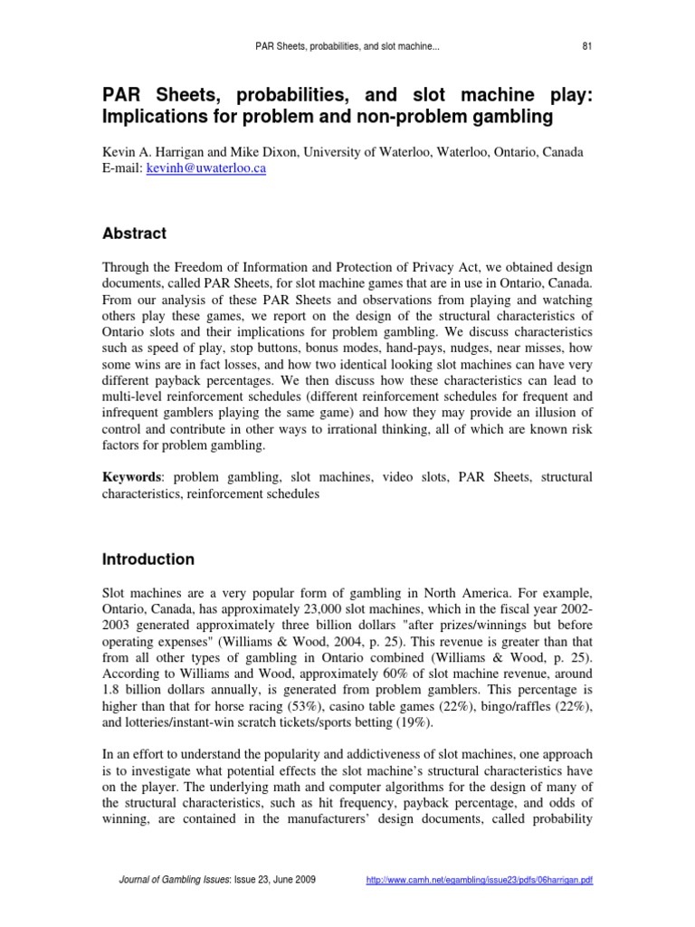 Par Sheets Slots | PDF | Slot Machine | Gambling