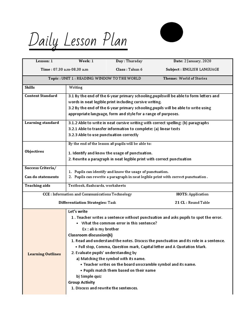 2 Jan 2020 | PDF | Punctuation | Lesson Plan