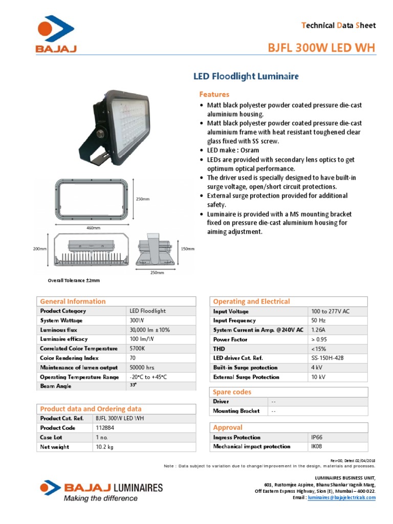 BJFL 300W Led WH-112884 | PDF | Alternating Current | Light Emitting Diode
