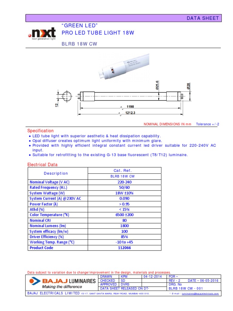 BLRB 18W CW-Pro LED Tube 18W-112066 | PDF