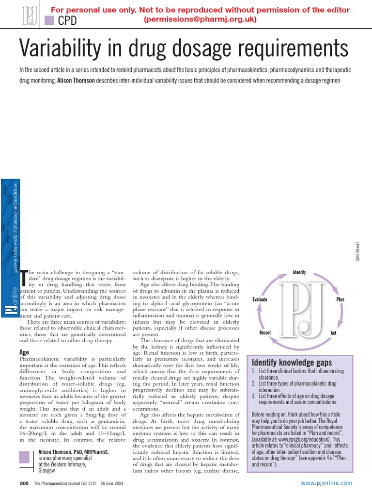 Drug Dosage Variability by Age Factors | PDF | Dose (Biochemistry ...