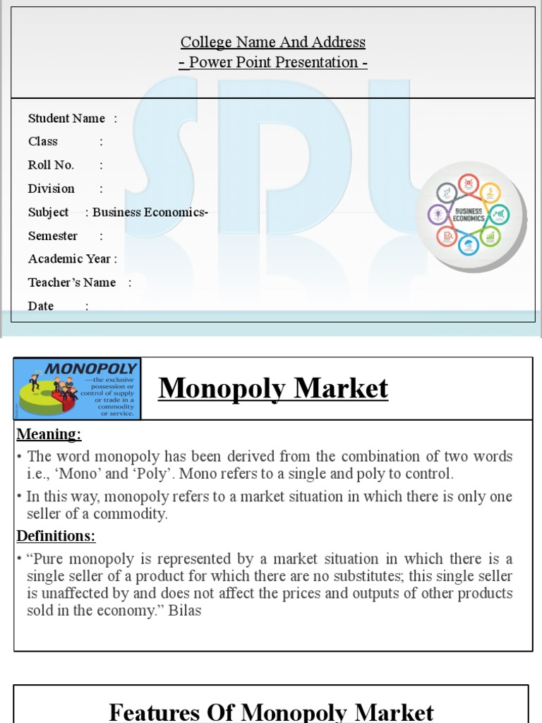 Monopoly Market PPT - Business Economics | PDF | Monopoly | Economics ...
