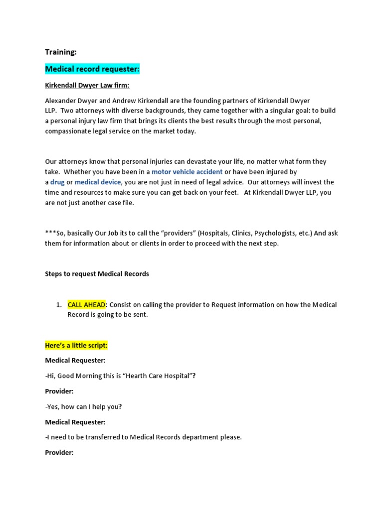 Medical Requester-Training KD and Scripts For Medical Requesters | PDF ...