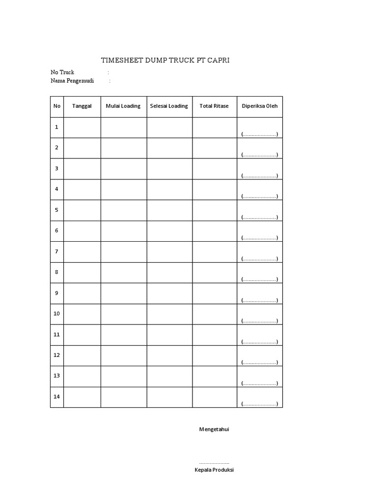 Format Timesheet | PDF