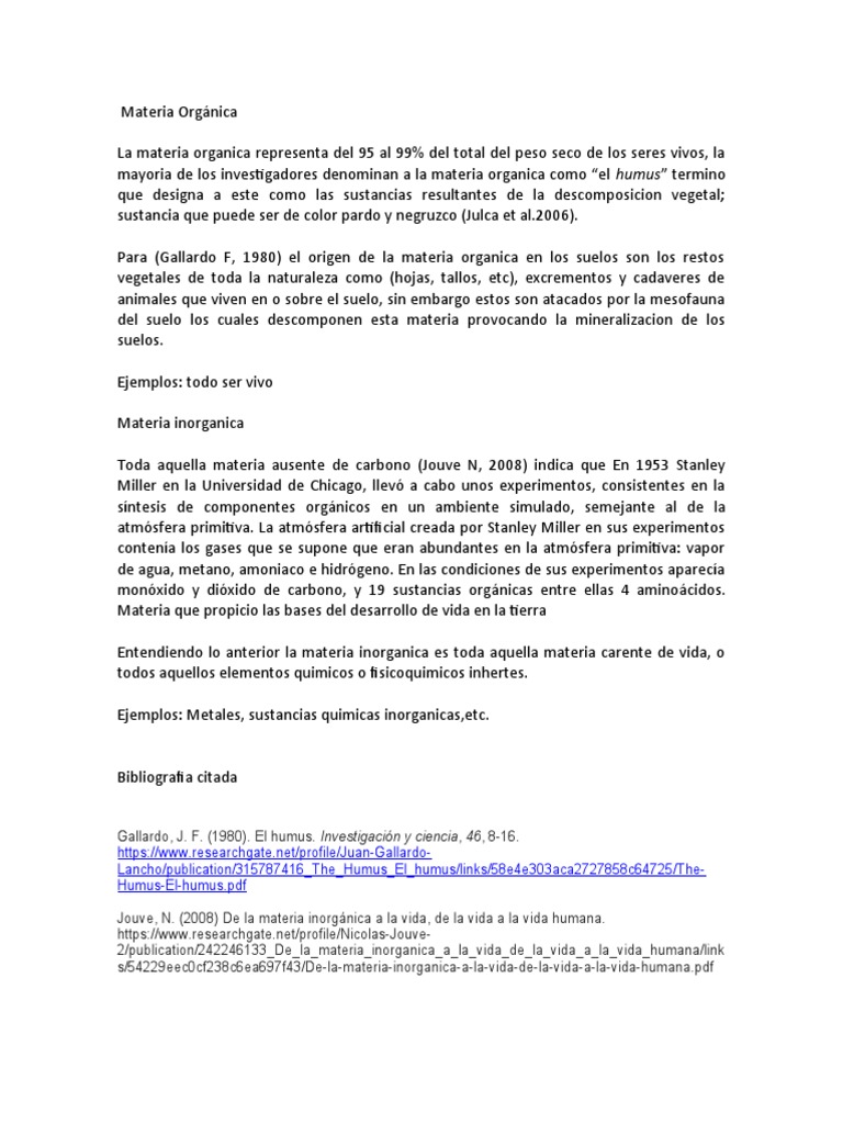 Materia Orgánica e Inorgánica | PDF | Ciencias sociales | Ciencia y ...