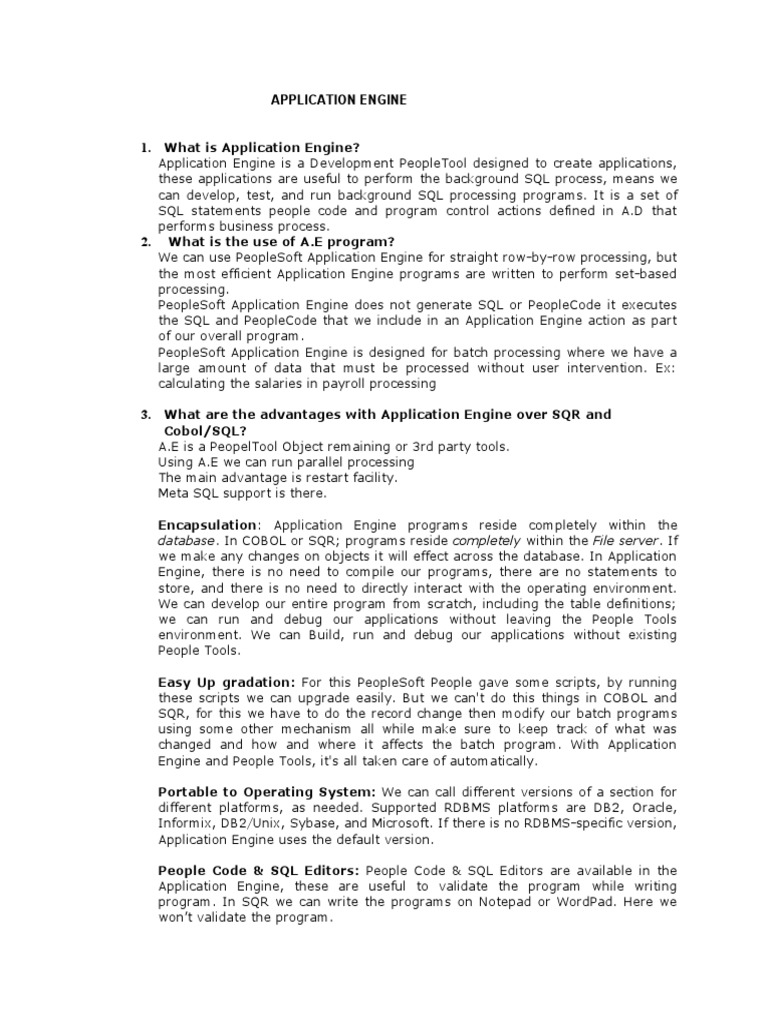 PeopleSoft Application Engine Guide | PDF | Digital Technology | Databases