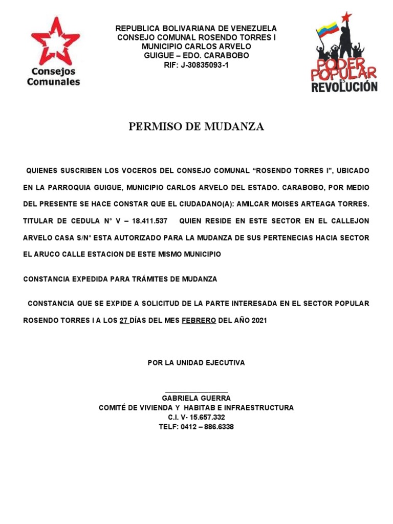 Permiso de Mudanza | PDF