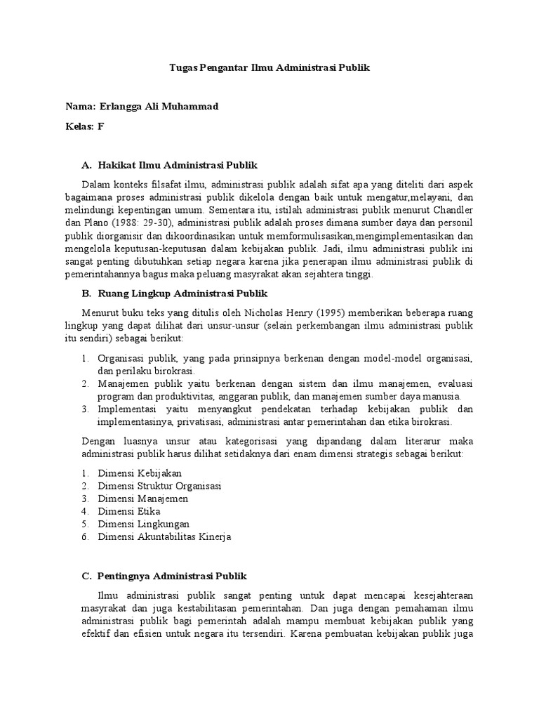 Tugas Pengantar Ilmu Administrasi Publik | PDF