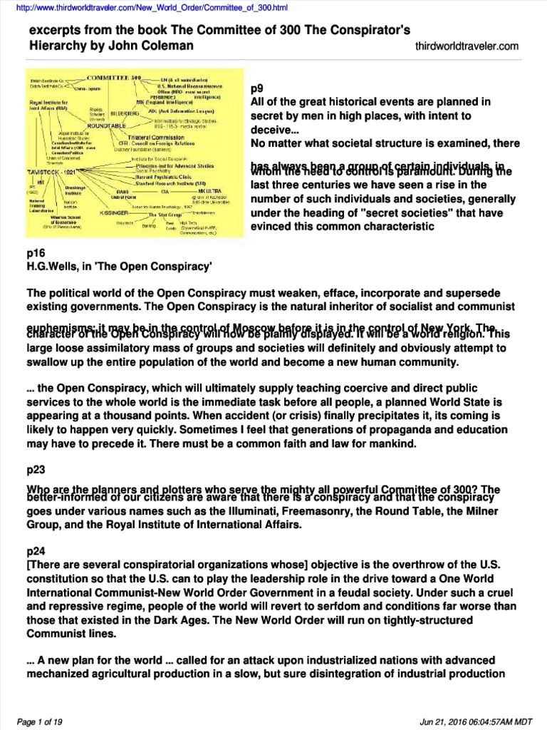 PDF Committee of 300 The Conspiratorx27s Hierarchy by John Coleman ...