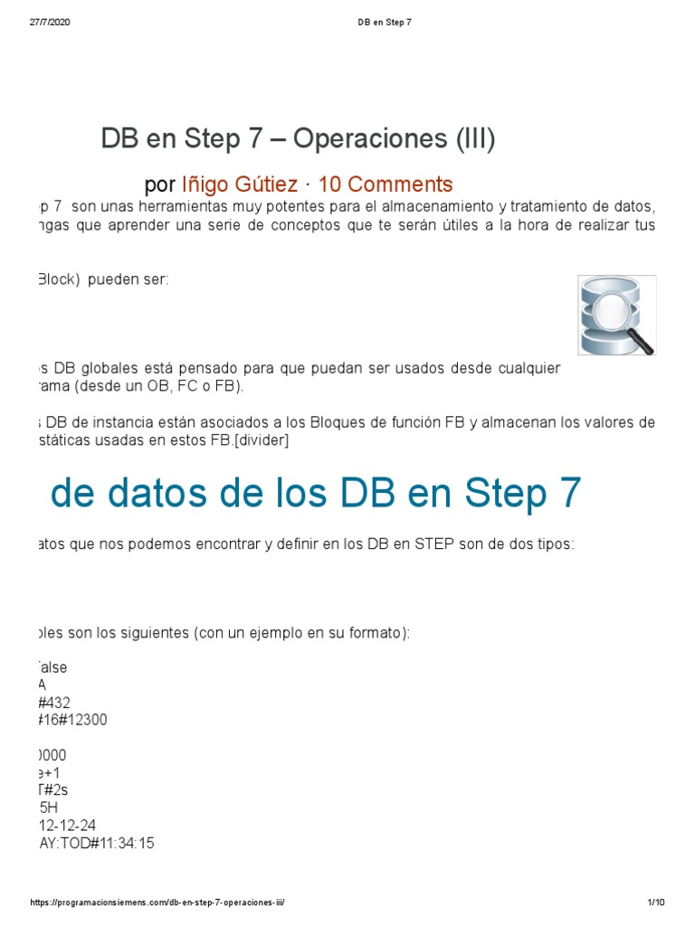 DB en Step 7 | PDF | Edad de información | Datos de computadora