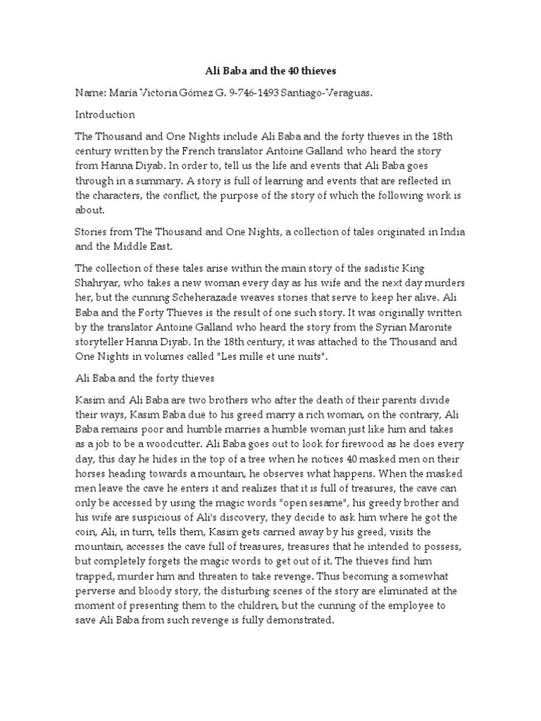 Characters in Ali Baba and the Thieves | PDF